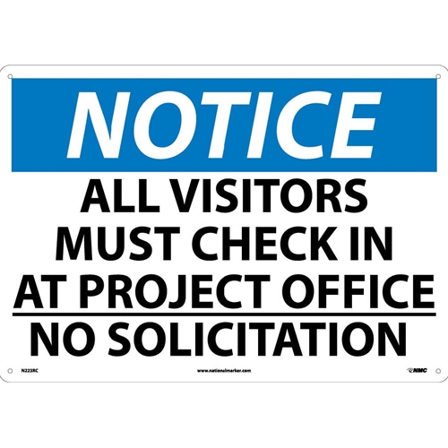 Large Format Notice All Visitors Must Check In At Project Office Sign ...
